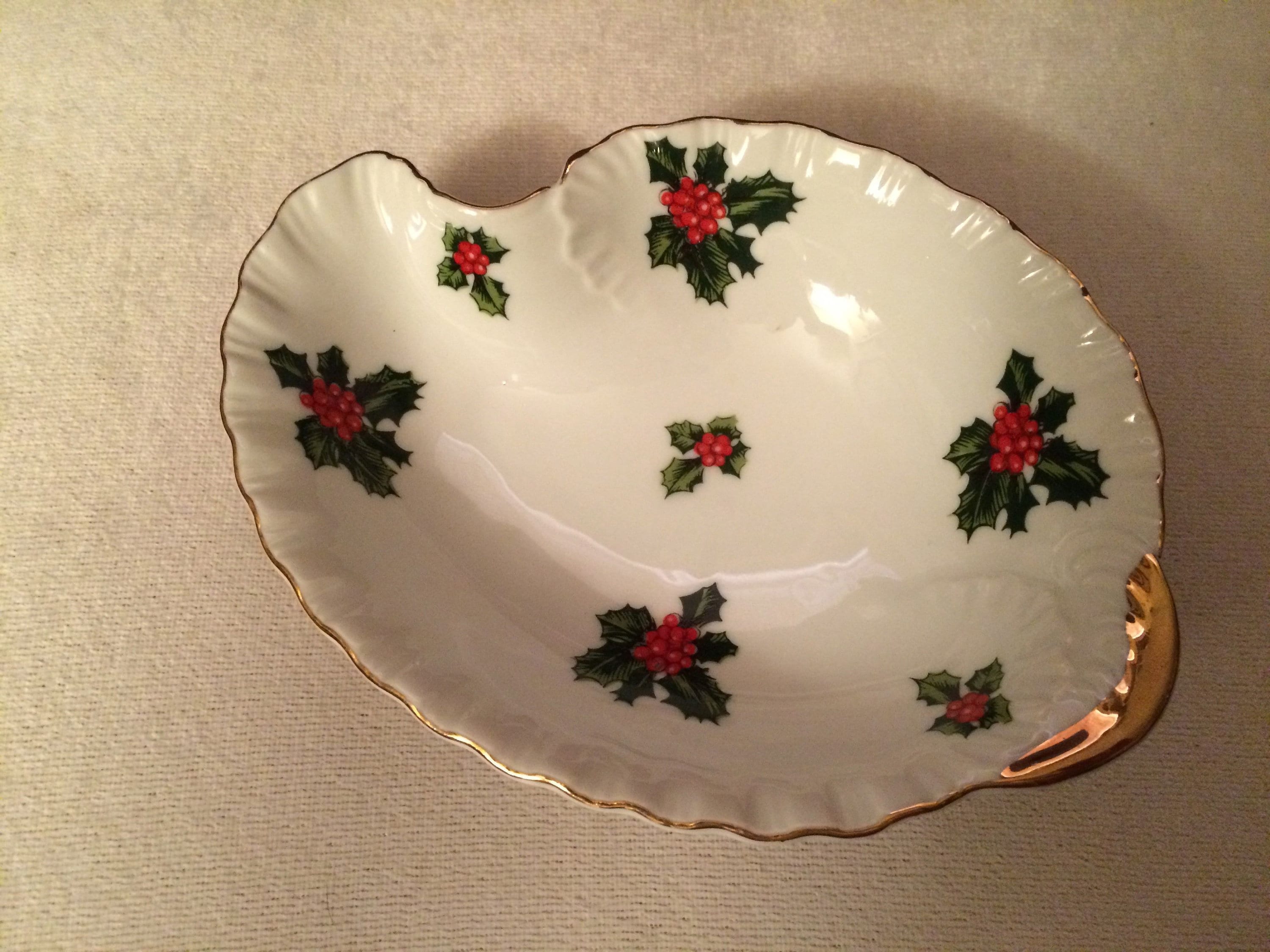 1950s Lefton China's Holly Pattern Christmas Candy Dish - Etsy