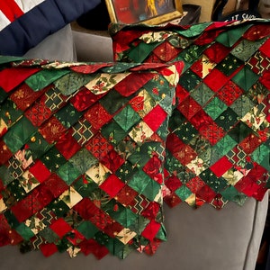 Vintage Hand-made Square Quilted Holiday Christmas Pillows, 15" X 15" X ...