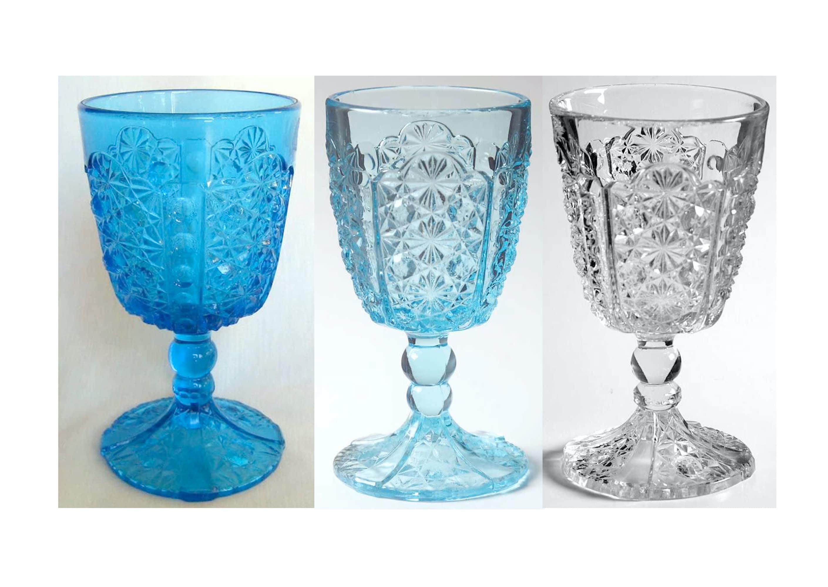 WATER GOBLETS - 1930s Depression Era LG Wright Glass Daisy & Button ...