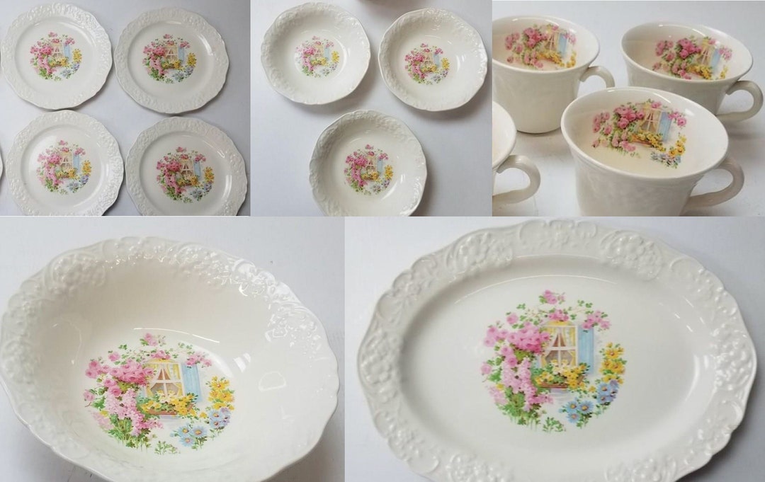 1930s Edwin Knowles Cottage Window Dinnerware Set (place Settings for 6 ...