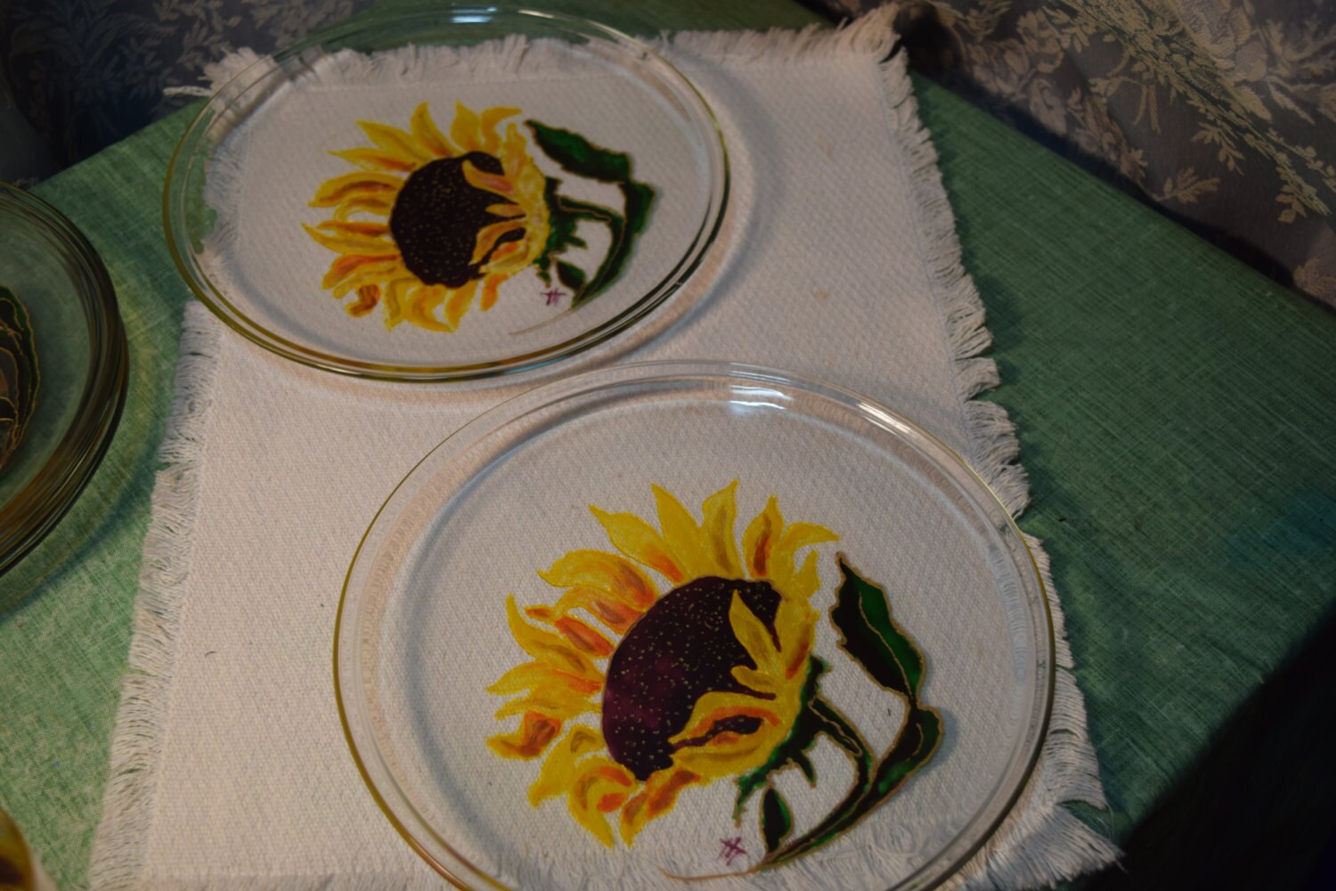 Hand Painted Plates, Glass Plate, Sunflowers, Painted Plates ...