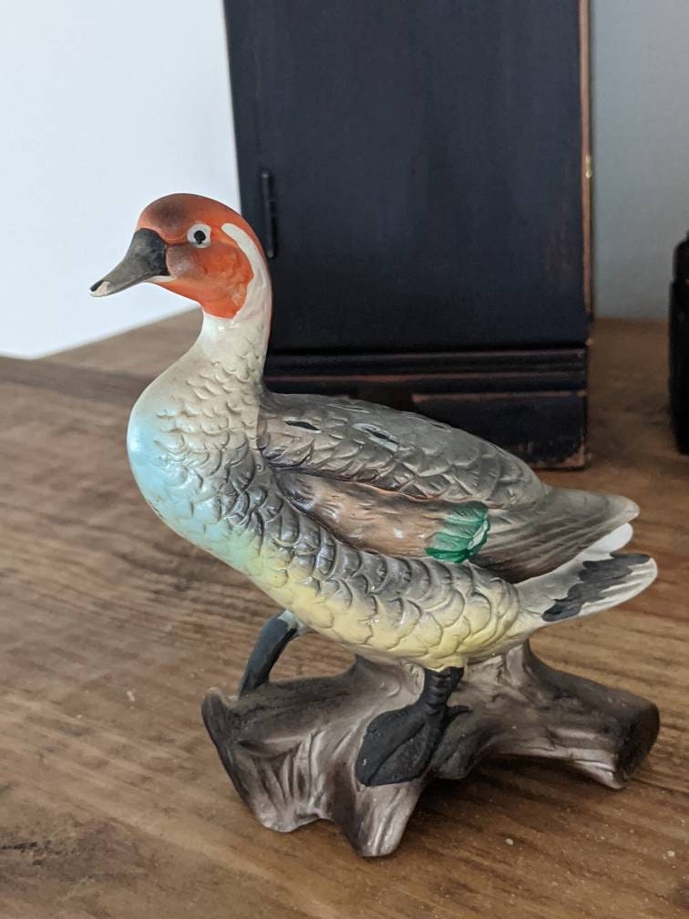 Vintage Porcelain Red Head Duck Bird Figurine Japan Beautiful Colors - Etsy