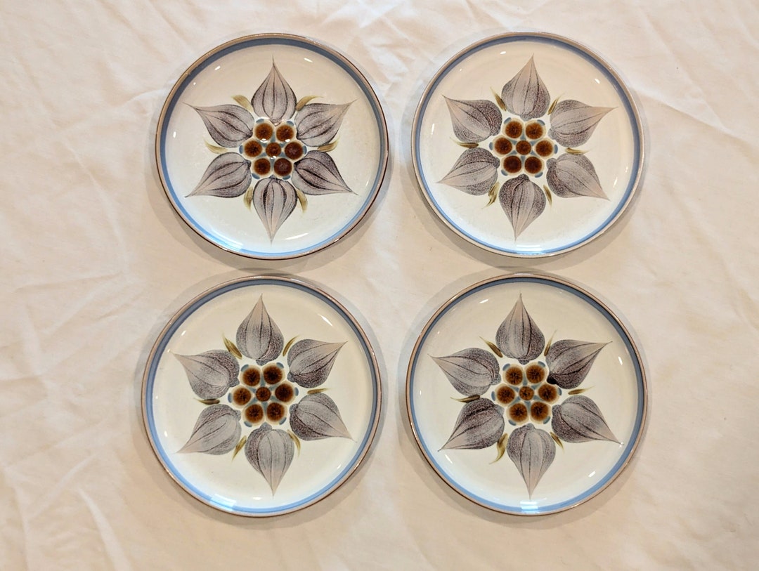 Vintage Denby England Chastworth Pattern Set of 4 Dinner Plates Blue ...