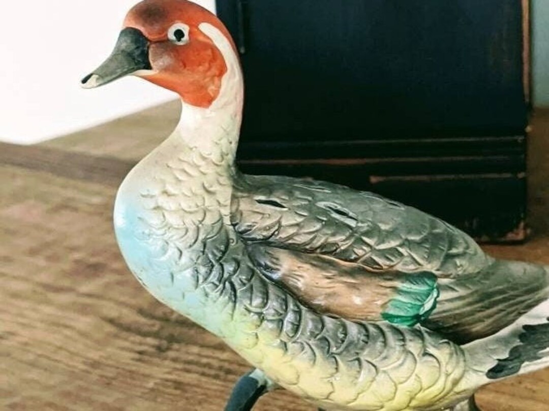 Vintage Porcelain Red Head Duck Bird Figurine Japan Beautiful Colors - Etsy