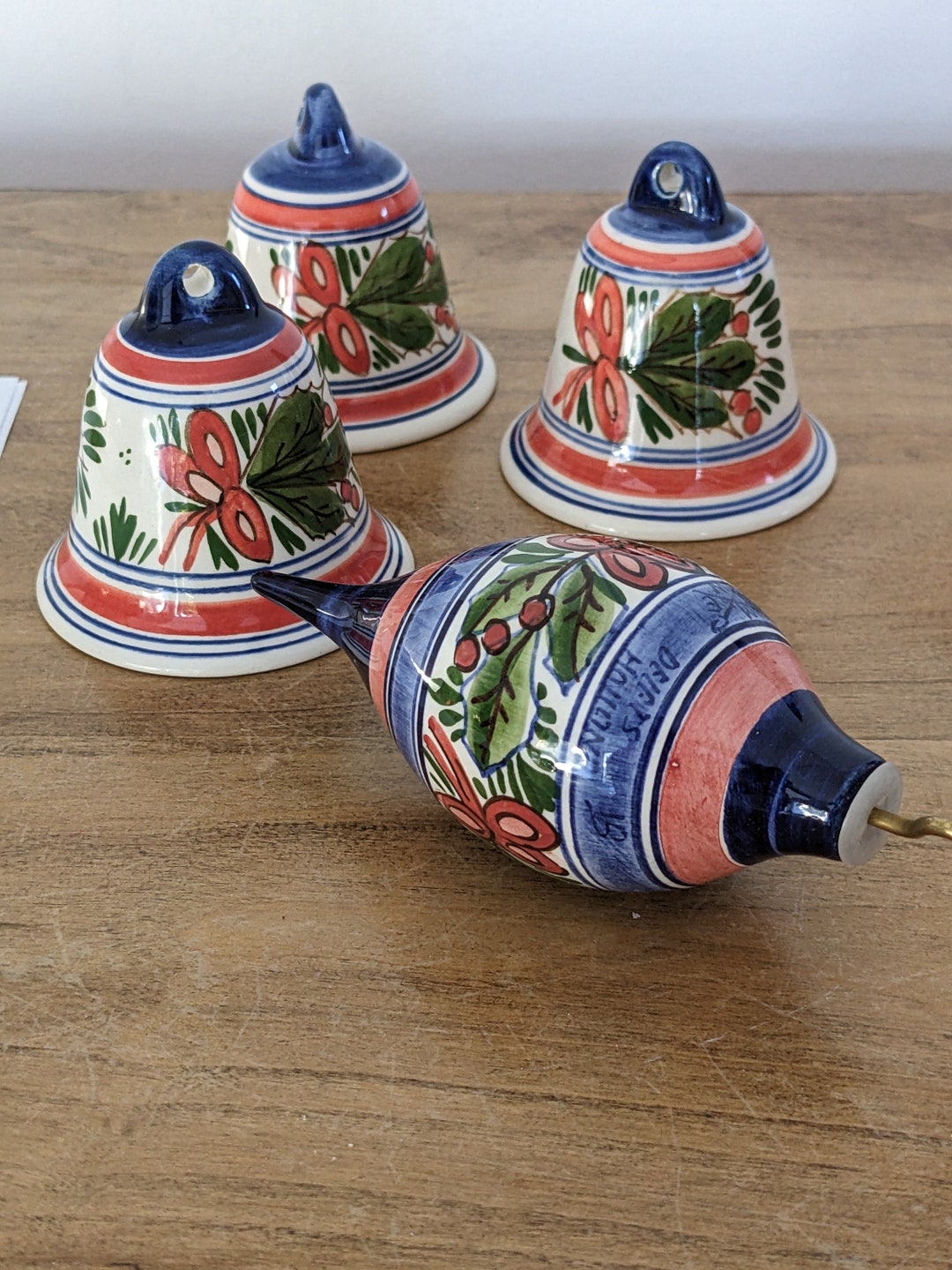 Vintage Ceramic Bell Delft Christmas Ornaments Made in Holland - Etsy
