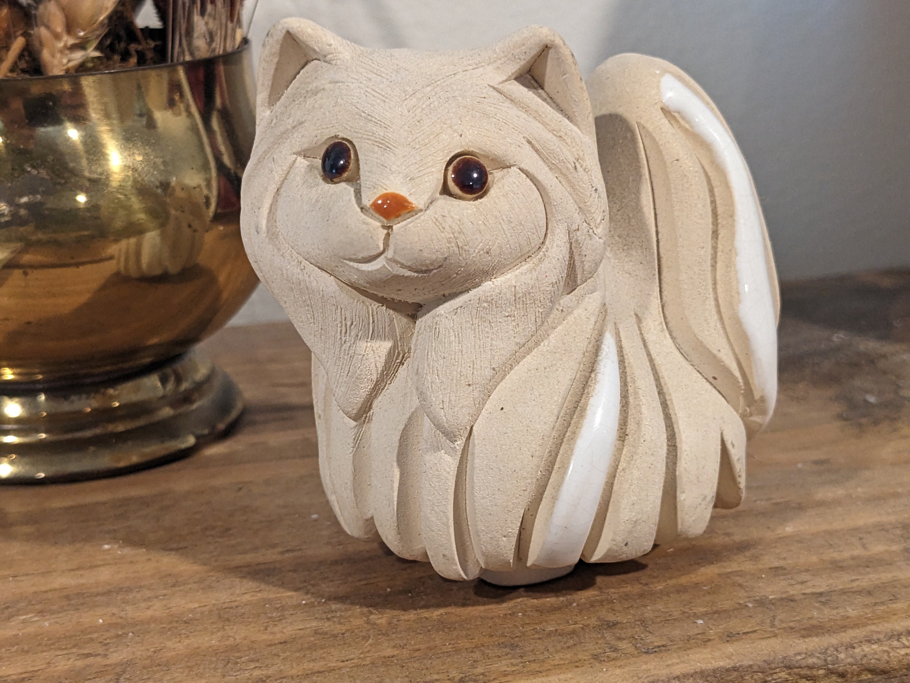 Artesanía Rinconada Art Pottery Clay Animals White Cat Cheetah Llama ...