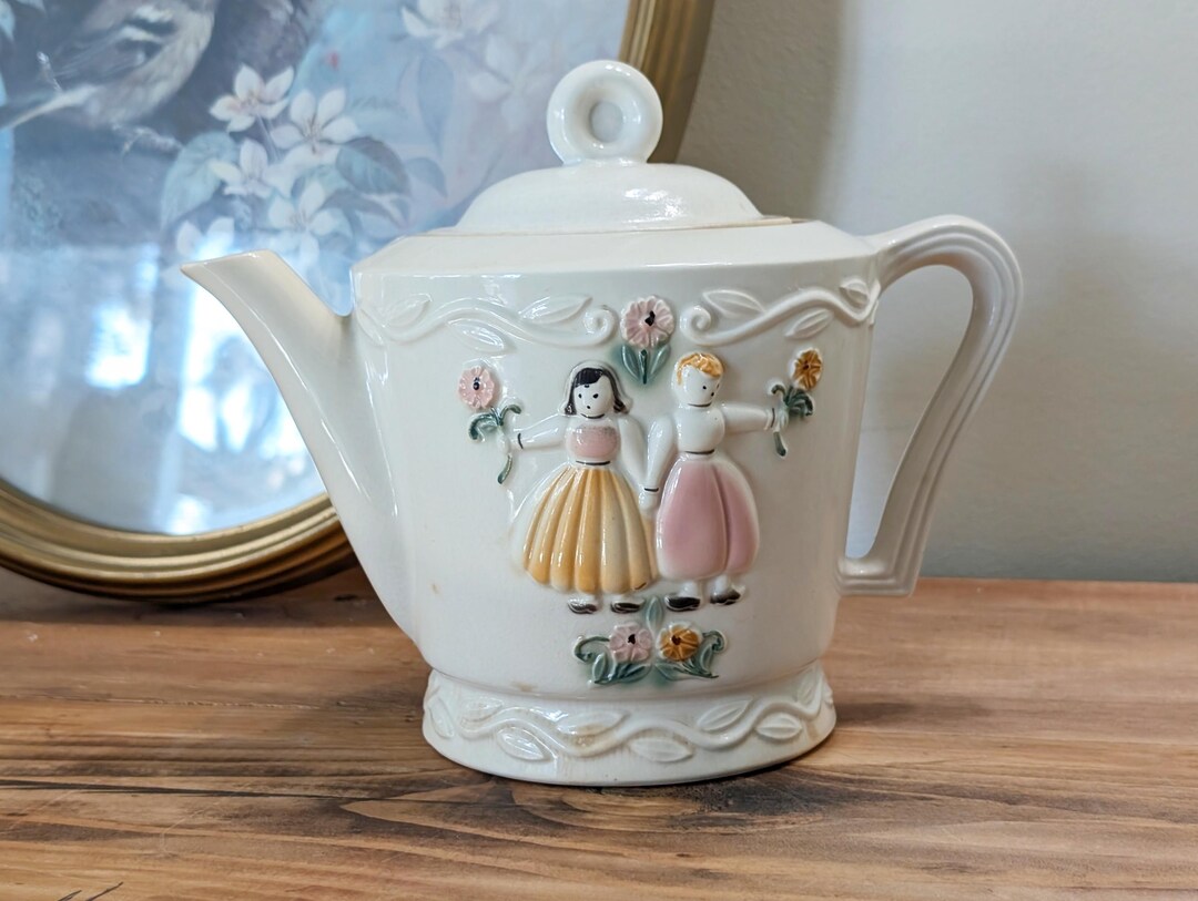 Vitage Stoneware Teapot Porcelier Vitreous Tea Pot Made in USA With ...