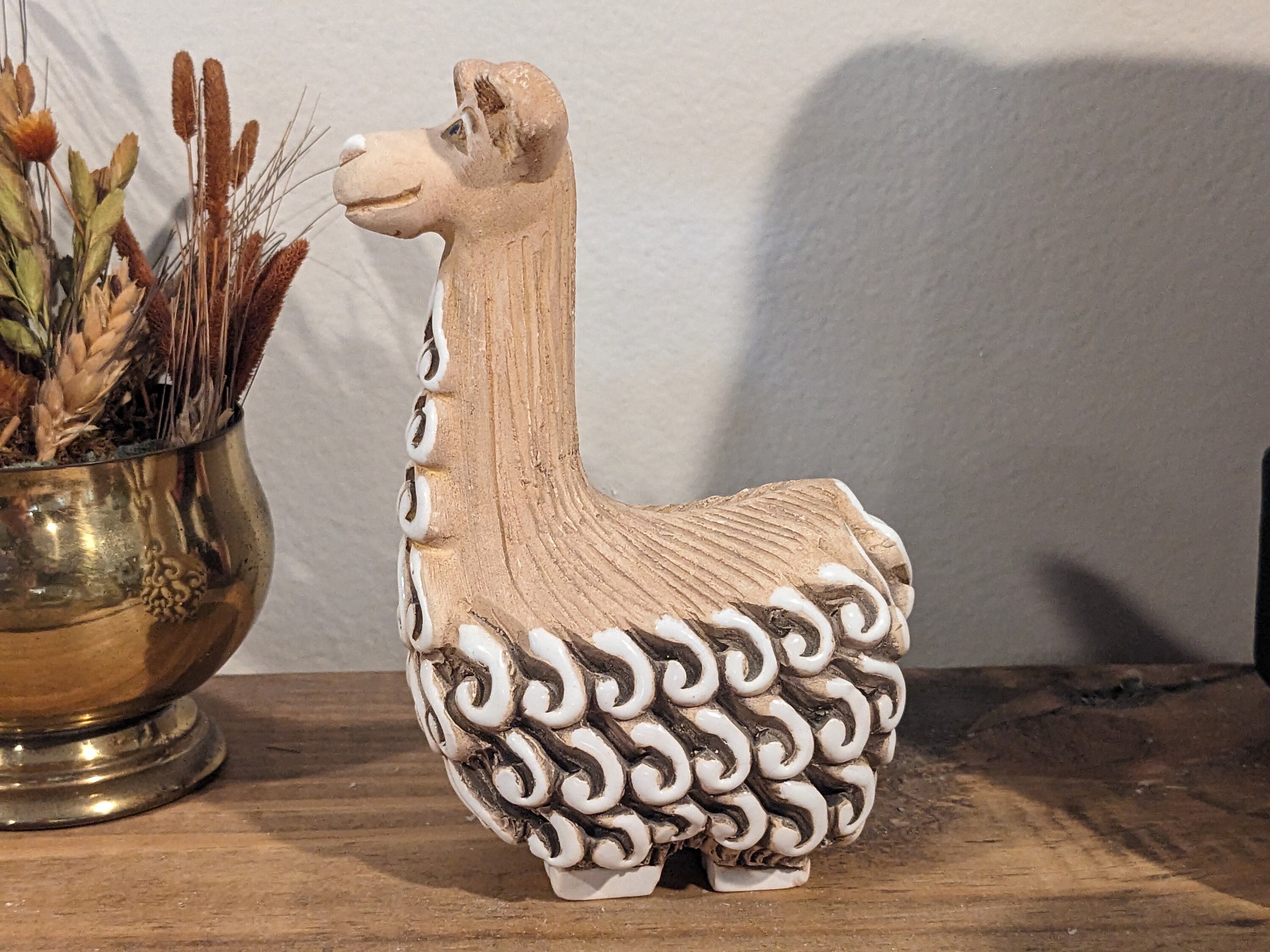 Artesanía Rinconada Art Pottery Clay Animals White Cat Cheetah Llama ...
