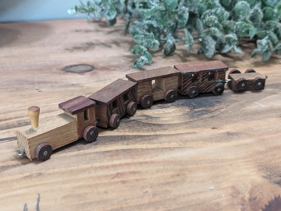 Vintage Miniature Wooden Train – Rustic Toy Locomotive Decor - Etsy