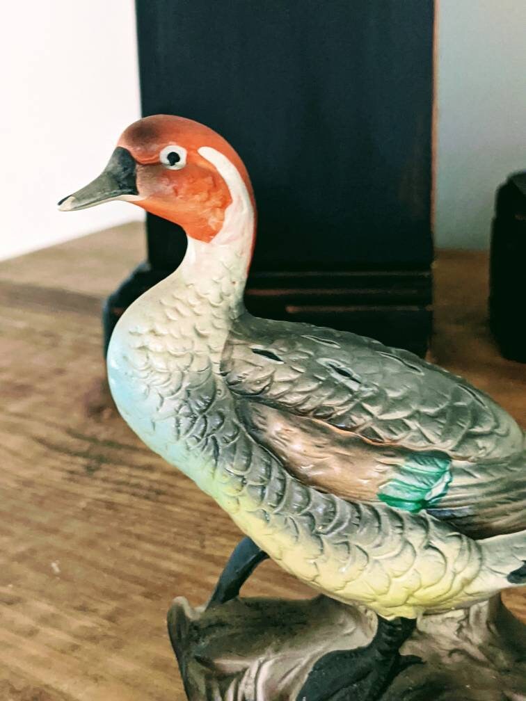 Vintage Porcelain Red Head Duck Bird Figurine Japan Beautiful Colors - Etsy