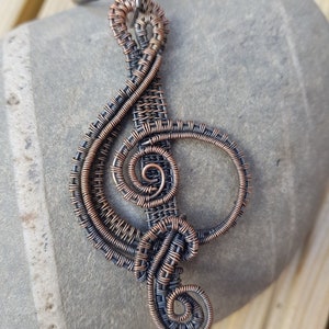 Copper Wire Weave Treble Clef Pendant, Copper Clef, Musical Pendant ...