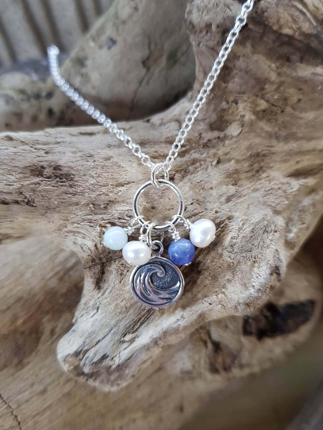 Water Element Double Sided Charm Pendant Water Gemstone Pendant Pearl ...
