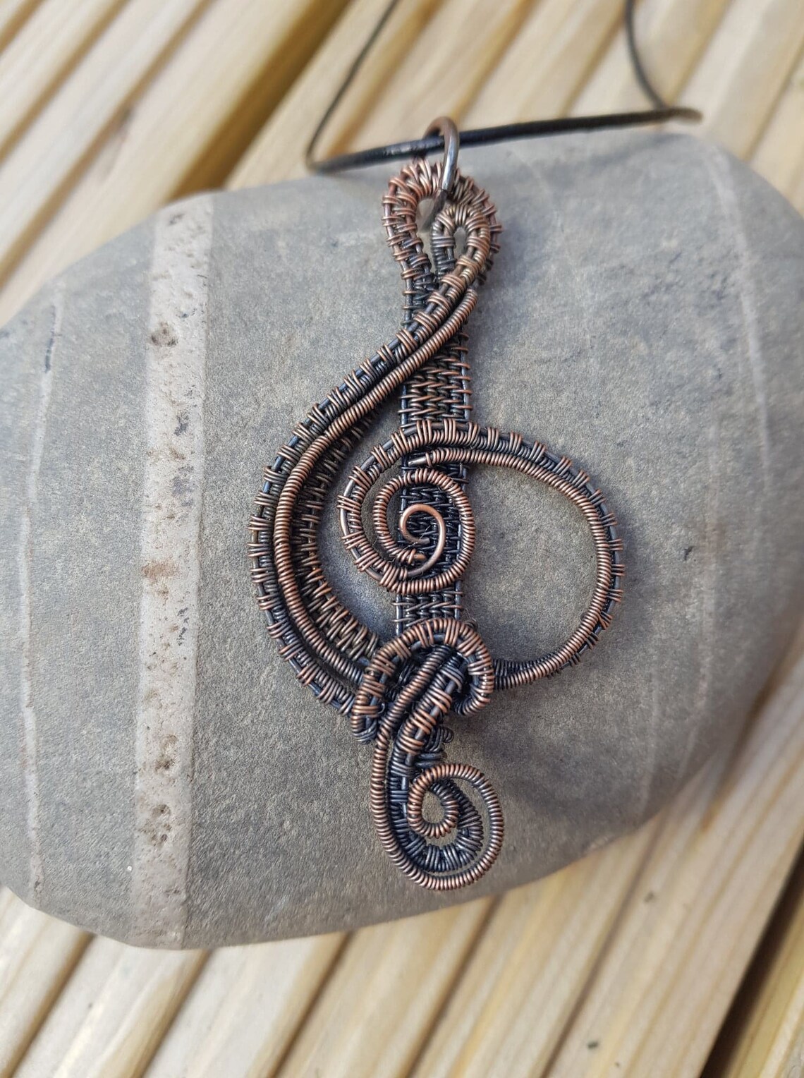 Copper Wire Weave Treble Clef Pendant, Copper Clef, Musical Pendant ...