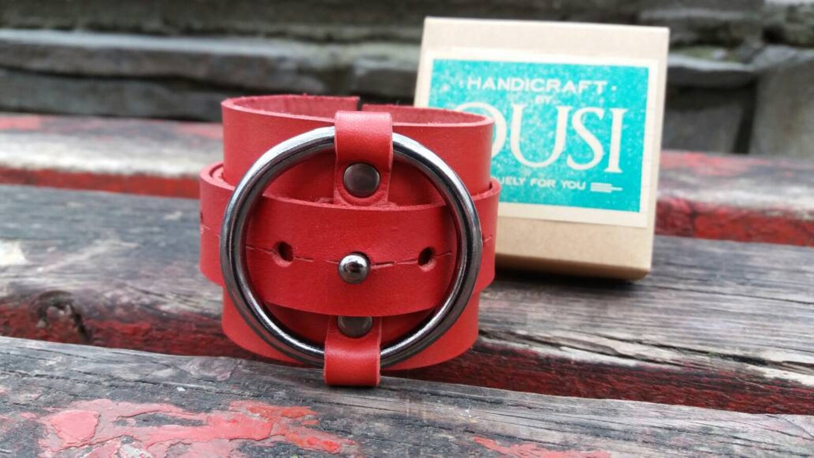 Handmade Bangle Bracelet for Women Brown Leather Cuff With | Etsy