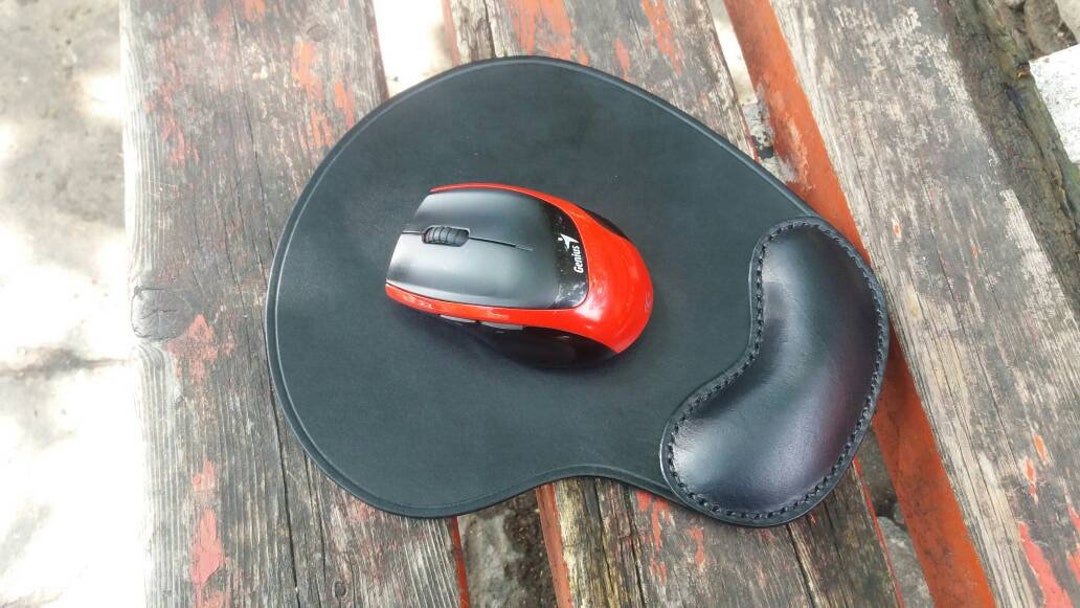 Black Leather Mouse Pad, Ergonomic Mousepad With Wrist Rest Support ...