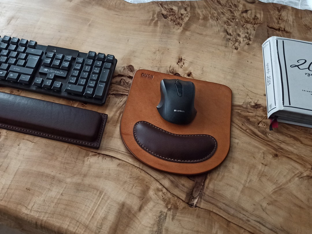 Leather Mouse Pad, Ergonomic Support, Mousepad With Wrist Rest ...