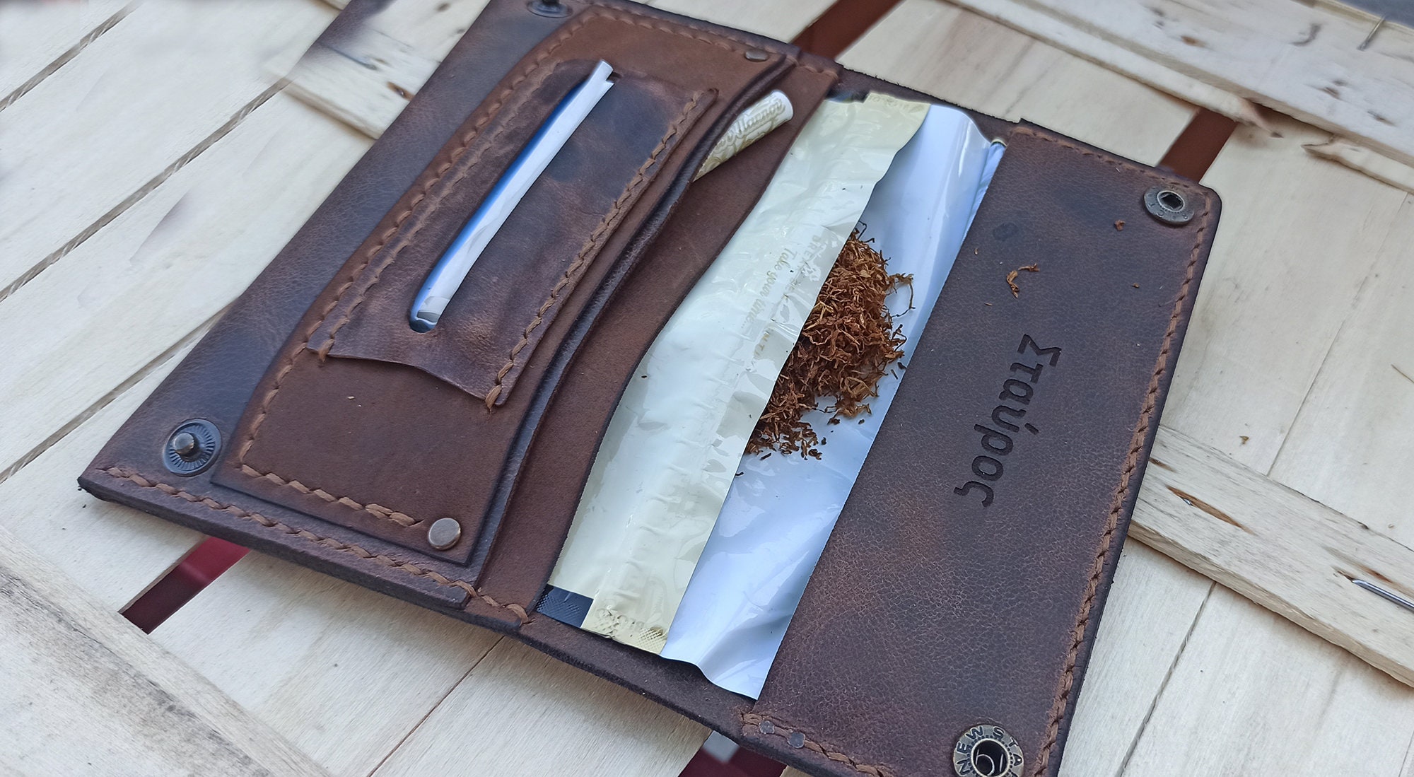 Handmade Brown Leather TOBACCO POUCH Snuff Bag Rolling - Etsy