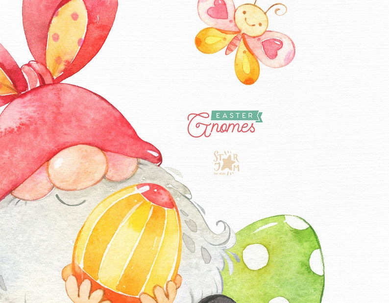 Easter Gnomes. Watercolor Clipart Spring Eggs Child - Etsy