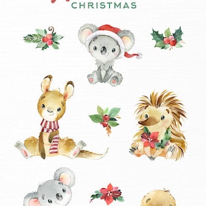 Aussie Christmas. Watercolor Australian Animals Clipart, Koala ...