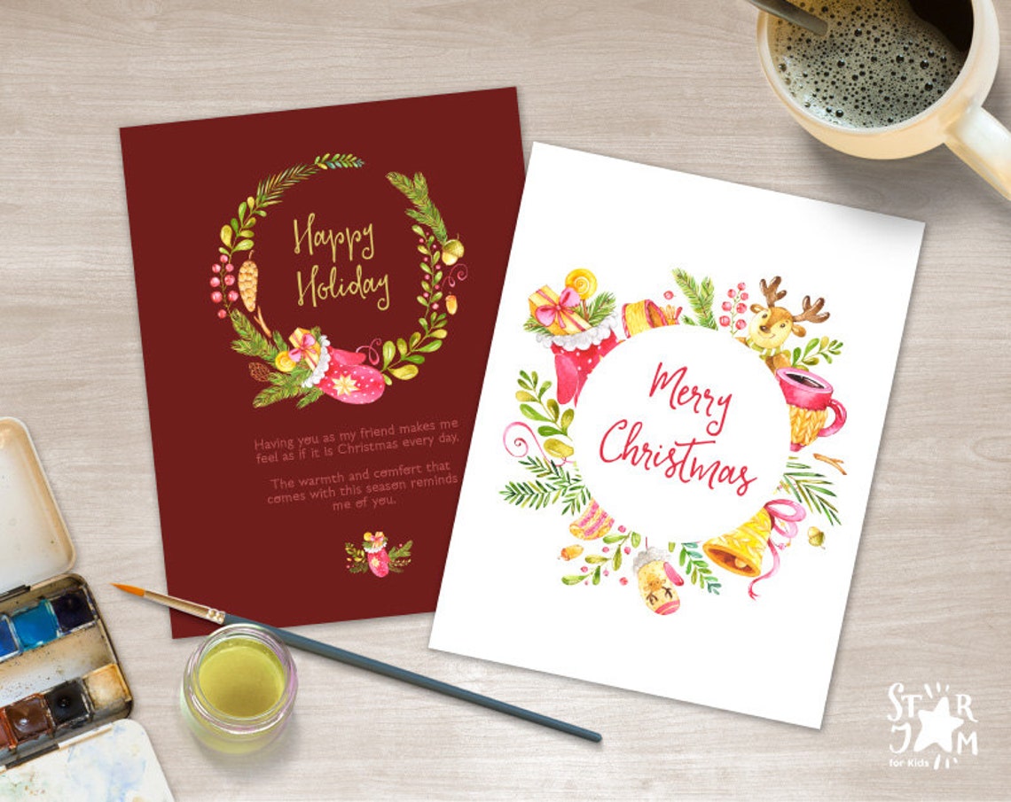 Holiday Wreaths. Watercolor Clipart Christmas Winter Frame - Etsy