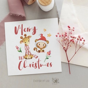 African Christmas. Watercolor Animals Clipart, Elephant, Giraffe, Lion ...