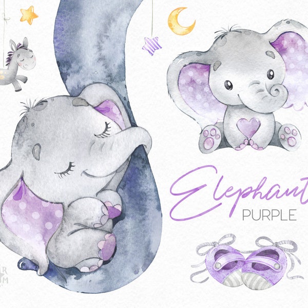 Purple Elephant - Etsy