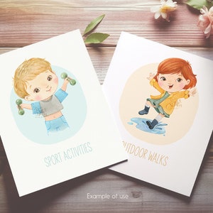 Daily Routine. Afternoon. Watercolor Hand-painted Clipart, Outdoor ...