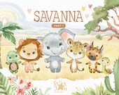 Savanna Pt.1 Cute Animals. Watercolor Clipart African - Etsy