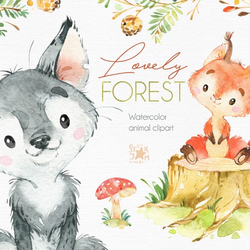 Opossum. Watercolor Animals Clip Art Wild Native Forest - Etsy