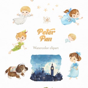 Peter Pan. Watercolor Hand-painted Clipart, Party, Birthday, Gallery ...