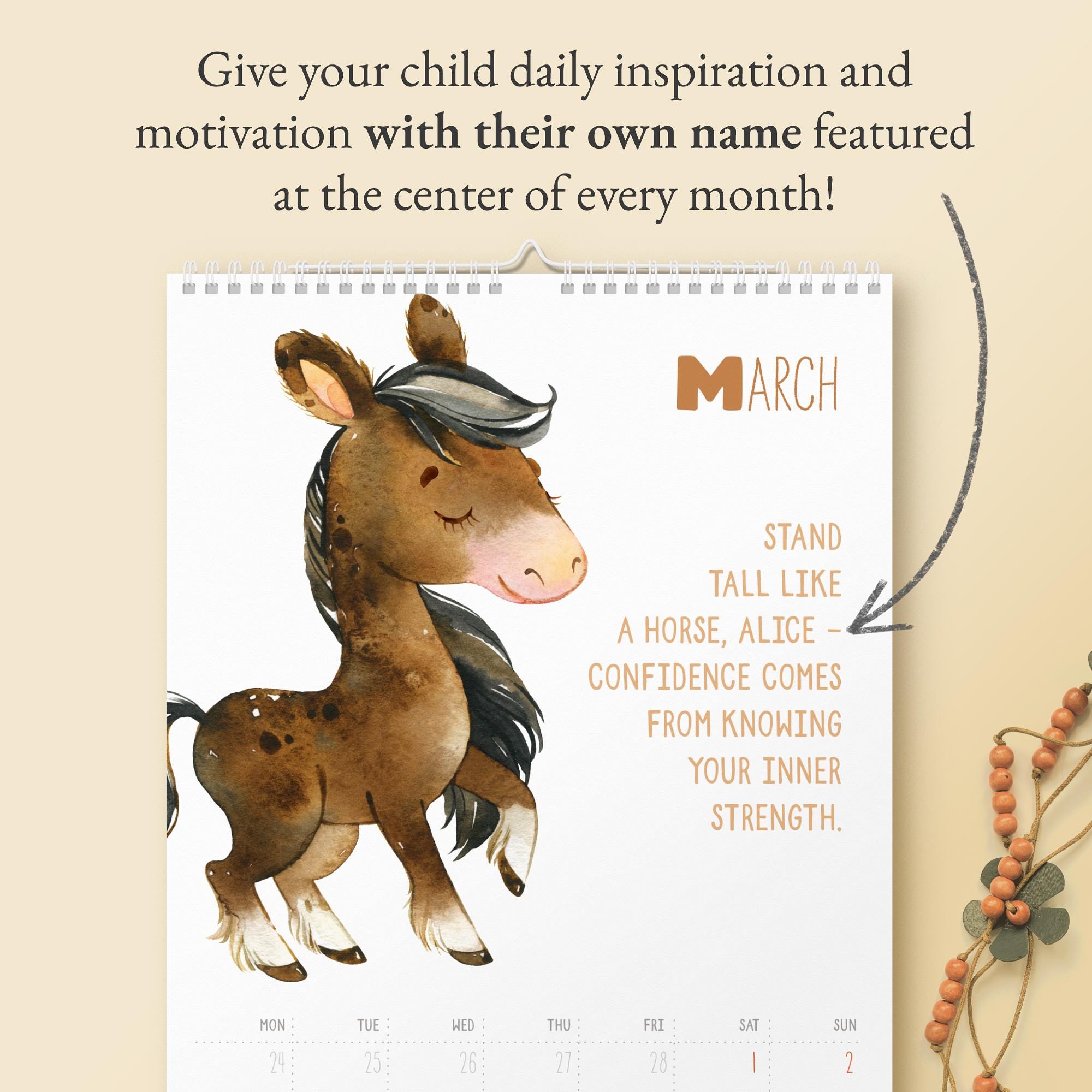 Personalised Kids Wall Calendar. 2026 - Better Every Day. Animal ...