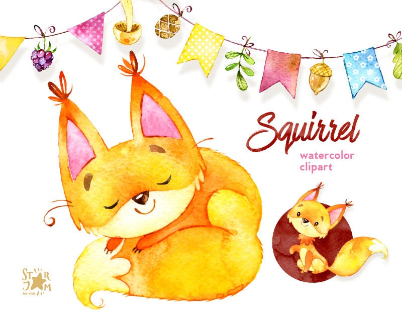 Squirrels and Bunting Banners. Forest Greetings Card Flag - Etsy UK