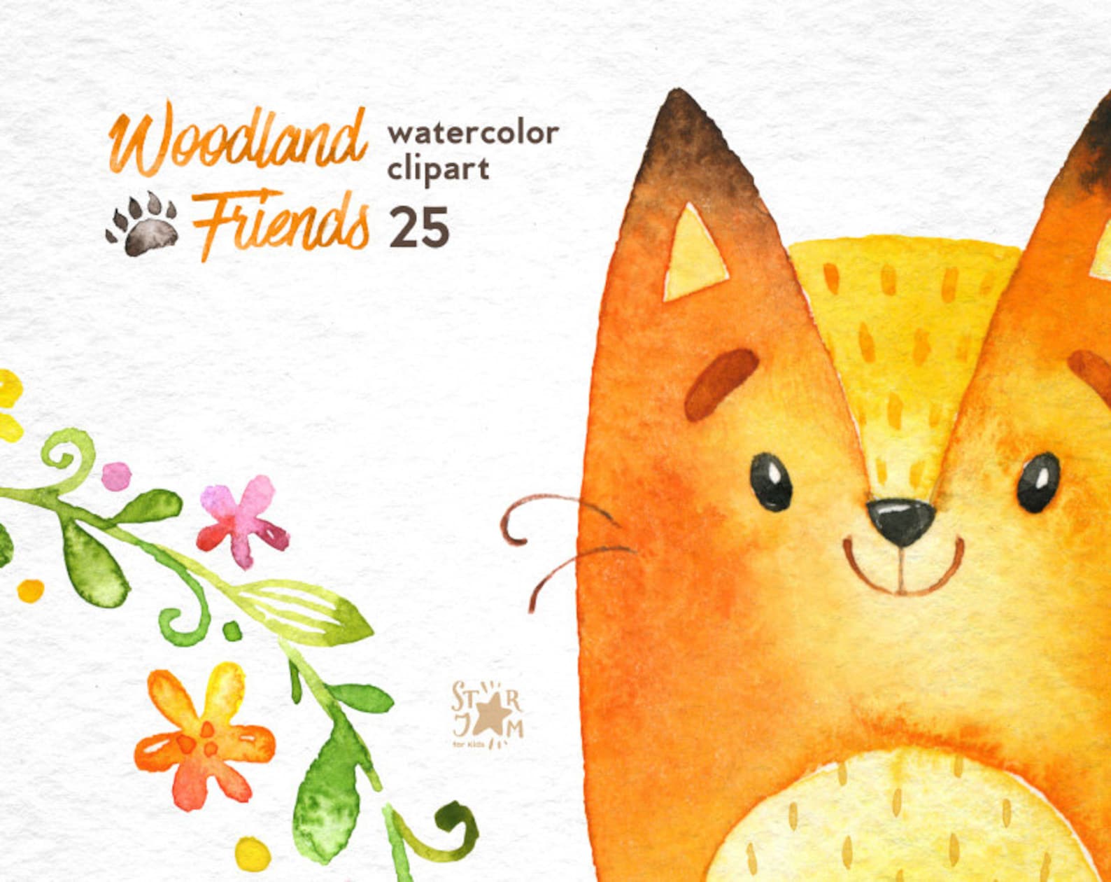 Woodland Friends. Watercolor Animals Clipart Forest Bear - Etsy