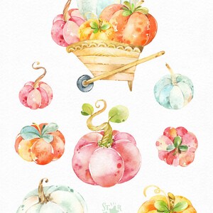 Watercolor Pumpkins. Fall Clipart, Halloween, Thanksgiving, Autumn ...