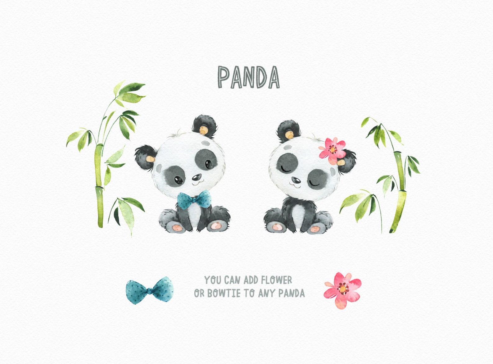 Panda. Little Animals Watercolor Clipart, Watercolor, Bear Panda Cub ...