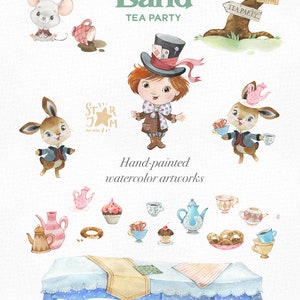 Alice in Wonderland. Tea Party. Watercolor Clipart, Fairytale, Mad ...
