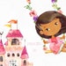 Princess Pink. Watercolor Fairytale Royal Girl, Lady, Carriage, Swing ...