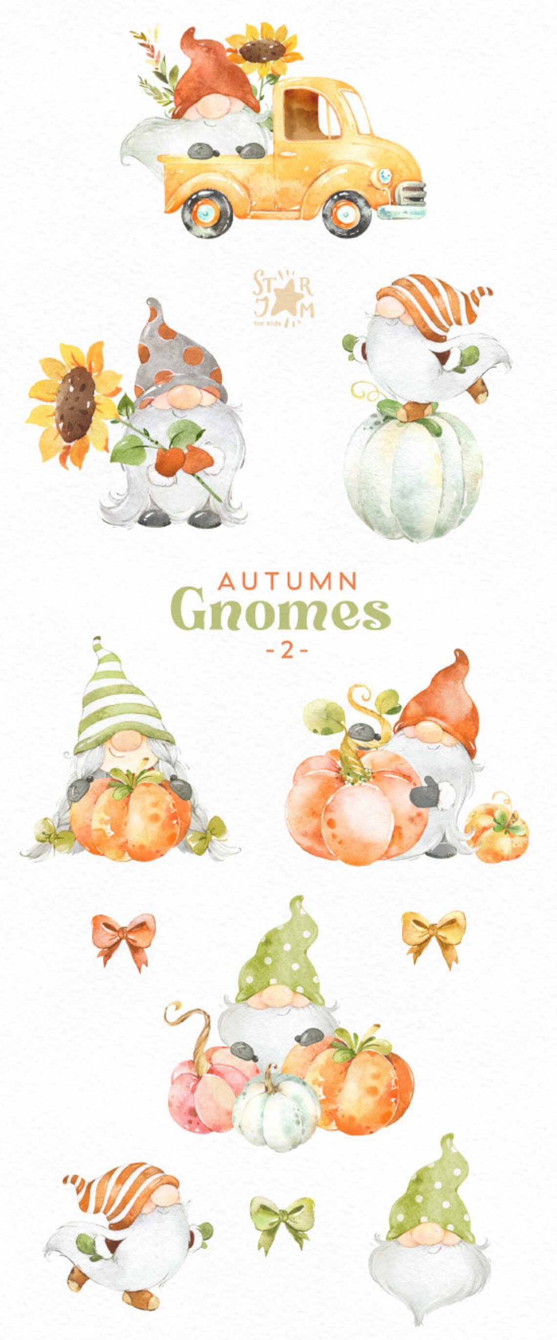 Autumn Gnomes 2. Watercolor Fall Clipart Halloween - Etsy