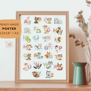 ABC Animals. Watercolor Clipart, Alphabet, Letters, a to Z Card, Abc ...