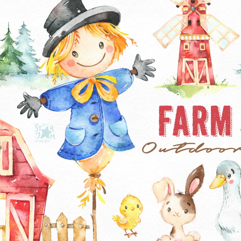 Watercolor Farm Windmill - Etsy UK