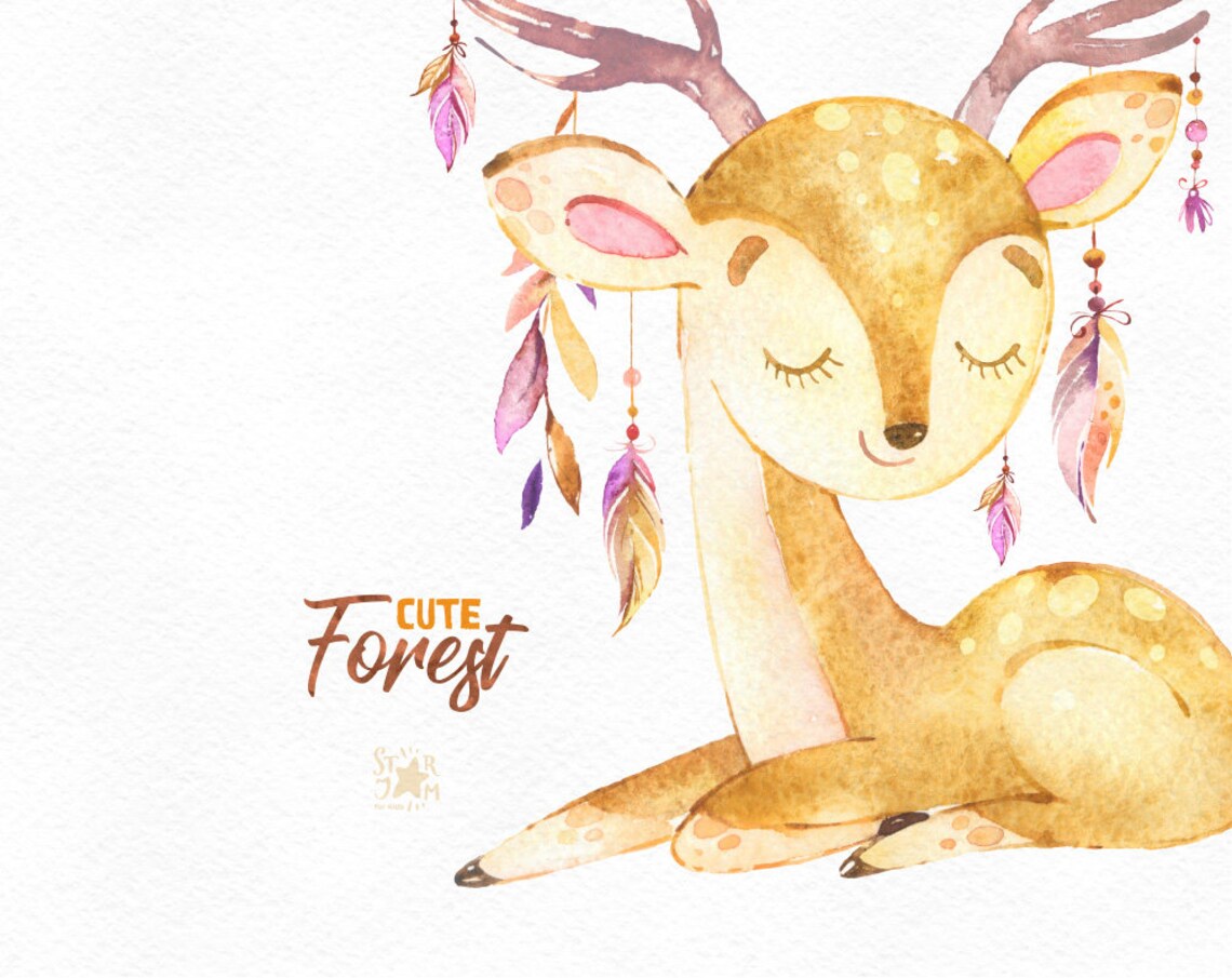Cute Forest. Watercolor Little Animals Clipart Squirrel - Etsy