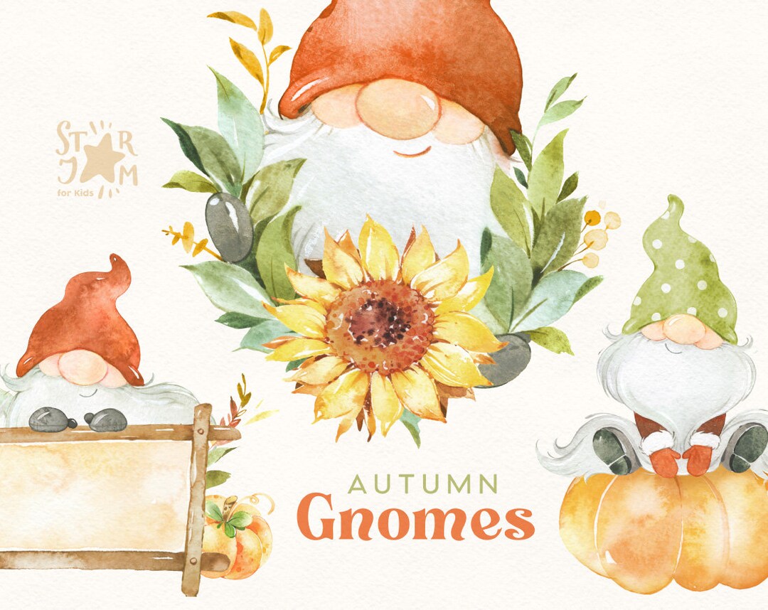 Autumn Gnomes. Watercolor Fall Clipart, Halloween, Thanksgiving ...