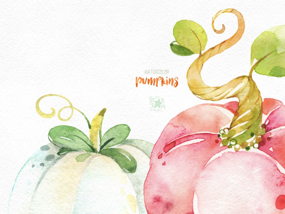 Watercolor Pumpkins. Fall Clipart Halloween Thanksgiving - Etsy