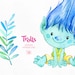 Trolls. Watercolor Clip Art, Cute Characters, Poppy, Dolls, Happy ...