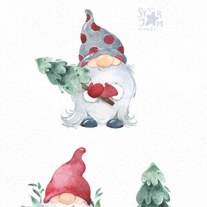 Christmas Gnomes Watercolor Clipart, Nordic, Scandinavian, Magical ...