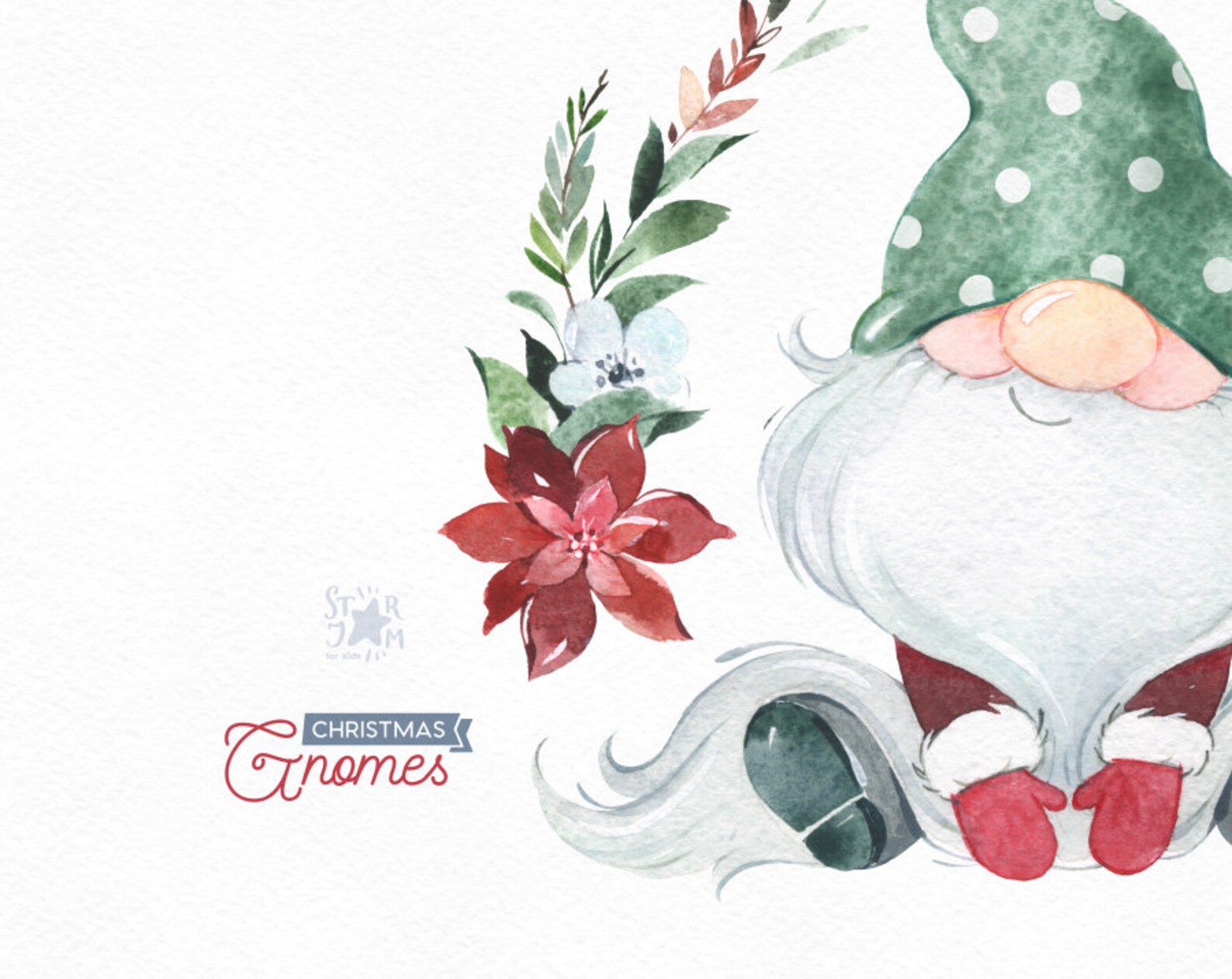 Christmas Gnomes Watercolor Clipart, Nordic, Scandinavian, Magical ...