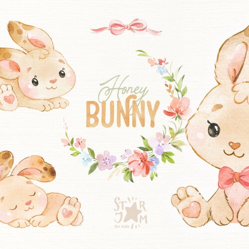Chicken & Bunny. Watercolor Clipart Rabbit Child Girl Boy - Etsy