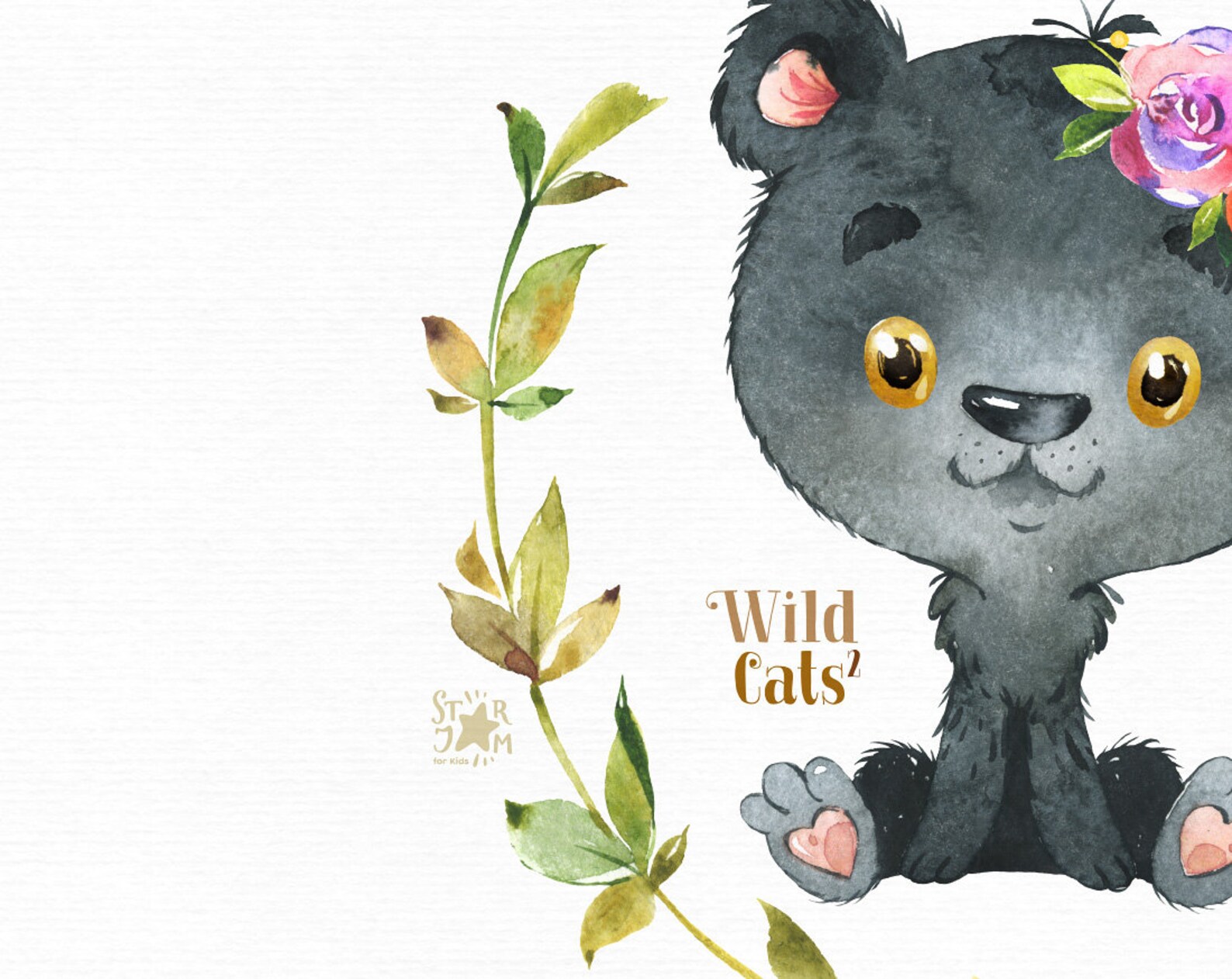 Wild Cats 2. Watercolor Little Animal Clipart Lion Snow - Etsy