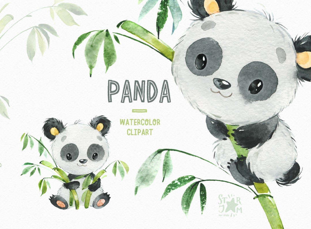 Panda. Little Animals Watercolor Clipart, Watercolor, Bear Panda Cub ...