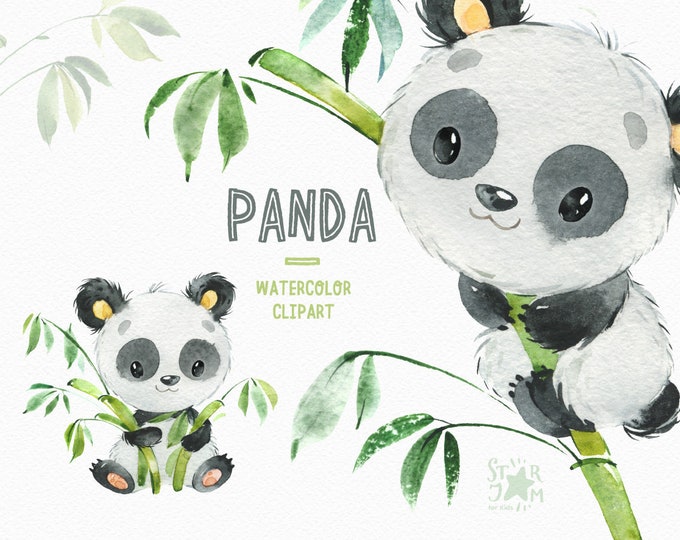 Panda. Little Animals Watercolor Clipart, Watercolor, Bear Panda Cub ...